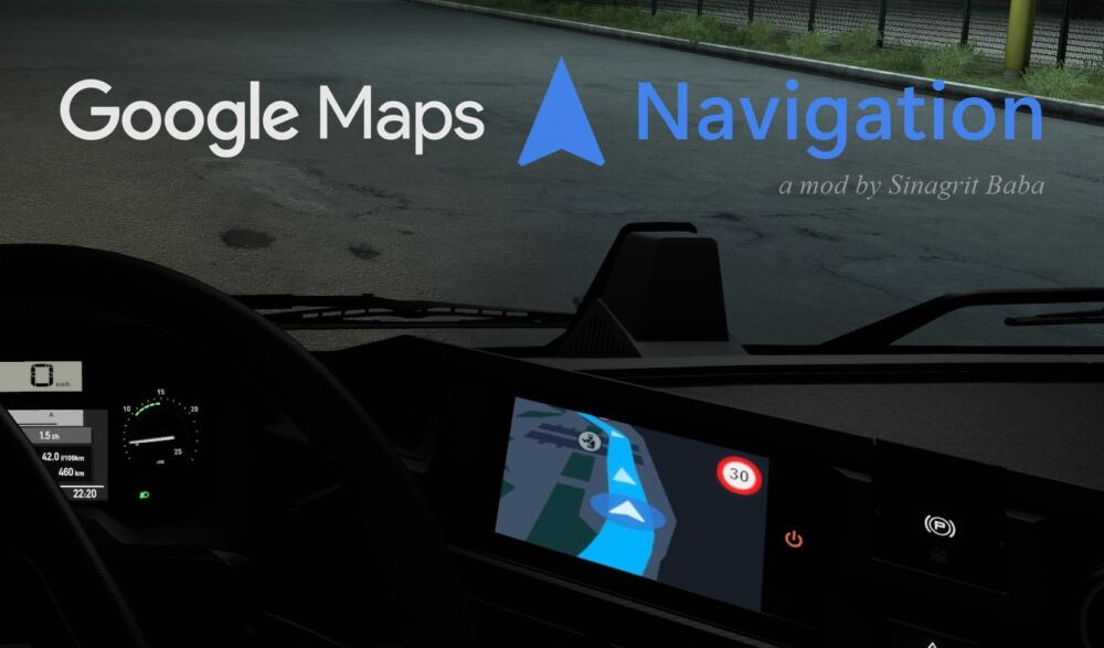 Google Maps Navigation Night Version v3.1 | ETS2 mods