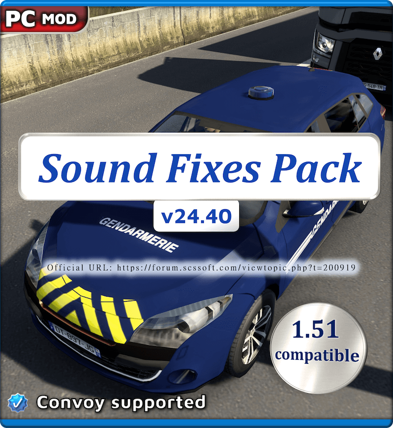 Sound Fixes Pack v24.40 for 1.51 open beta only | ETS2 mods