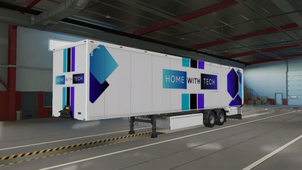 HOME WITH TECH SKIN & MUDFLAP FOR SCS BOX TRAILER FOR ETS2 V1.52 | ETS ...