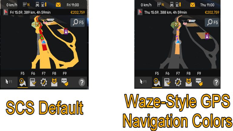 Waze Style GPS Navigation Colors Realistic Dark Mode V1.1 | ETS 2 mods