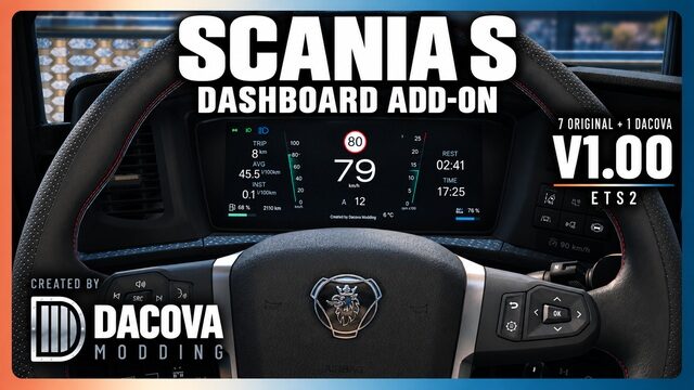 Scania S Dashboard Add-on 1.00 – DACOVA MODDING | ETS 2 mods